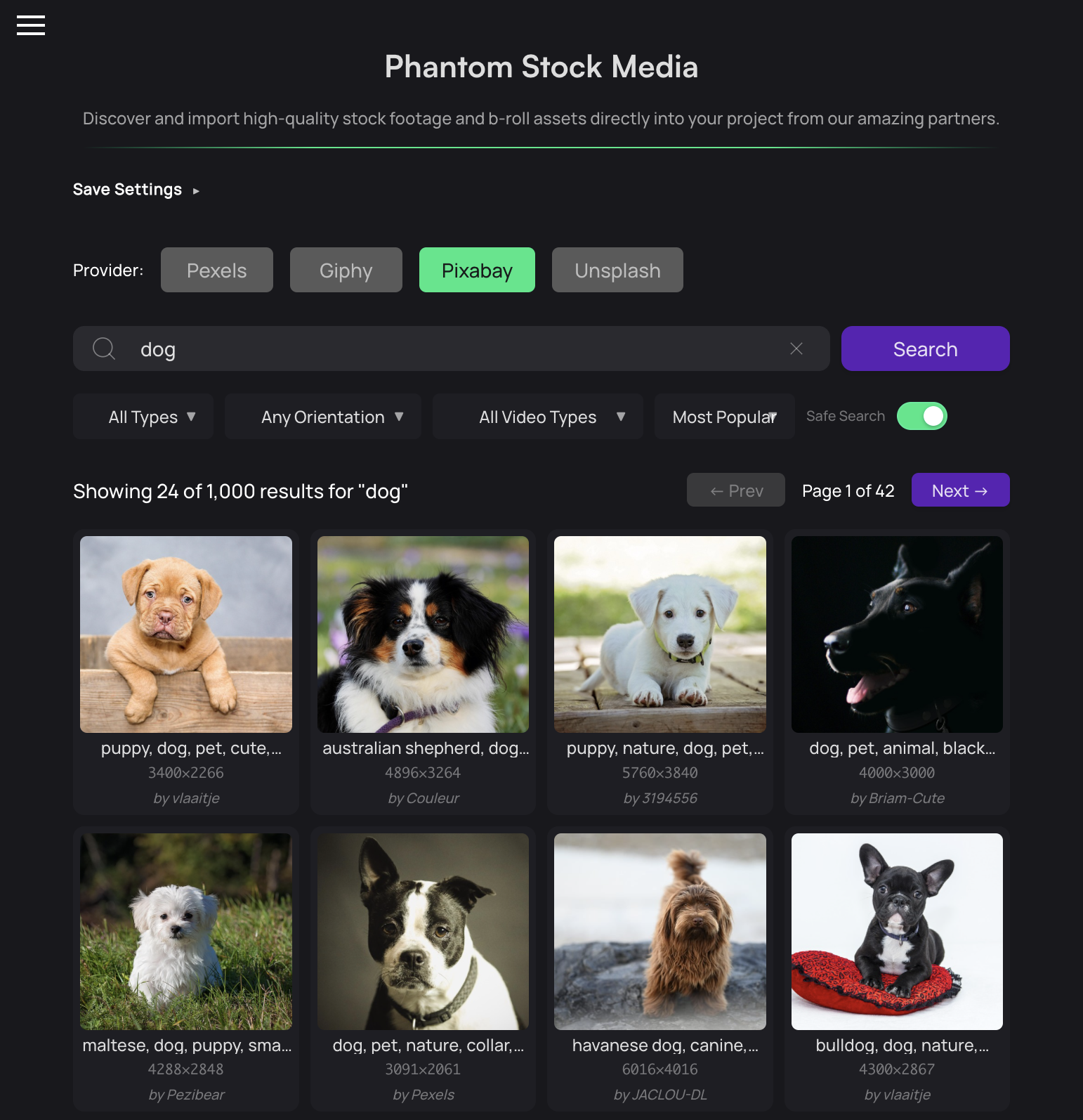 Phantom Stock Media for Adobe Premiere Pro | In-App Stock Browser ...